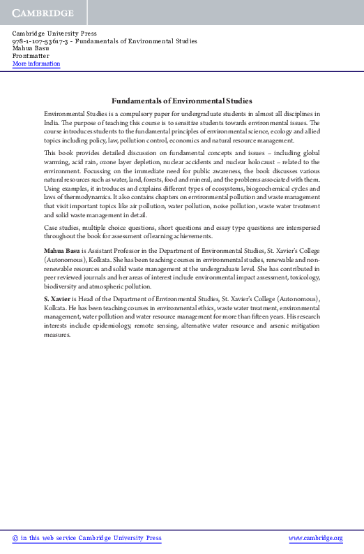 (PDF) Fundamentals of Environmental Studies