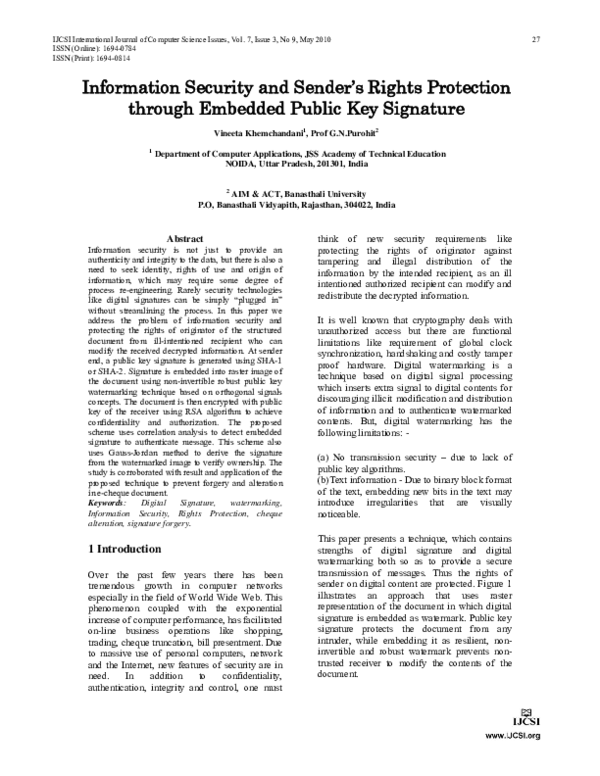 (PDF) Information Security and Sender's Rights Protection through ...