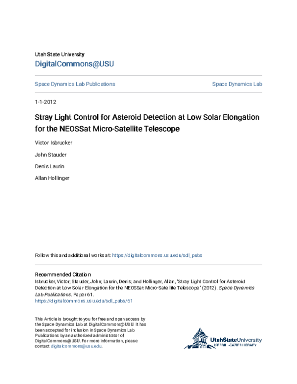 (PDF) Stray light control for asteroid detection at low solar ...