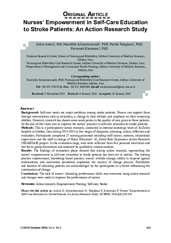 (PDF) Nurses' empowerment in self-care