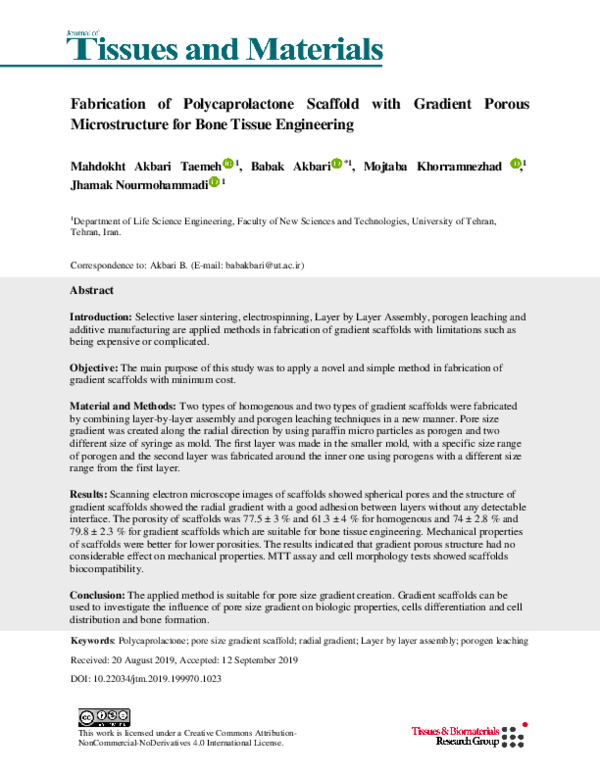 (PDF) Fabrication of polycaprolactone scaffold with gradient porous ...