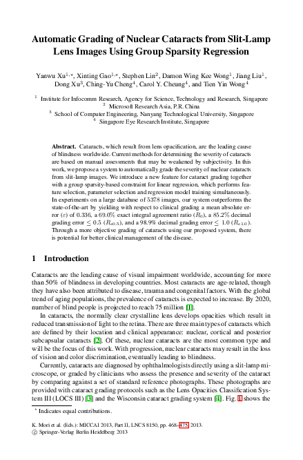 (PDF) Automatic Grading of Nuclear Cataracts from Slit-Lamp Lens Images ...