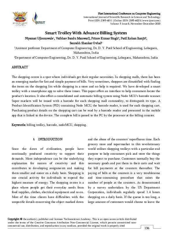 (PDF) Smart Trolley With Advance Billing System