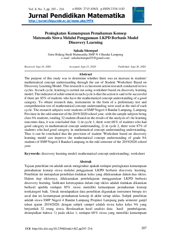(PDF) Peningkatan Kemampuan Pemahaman Konsep Matematis Siswa Melalui Penggunaan LKPD Berbasis ...