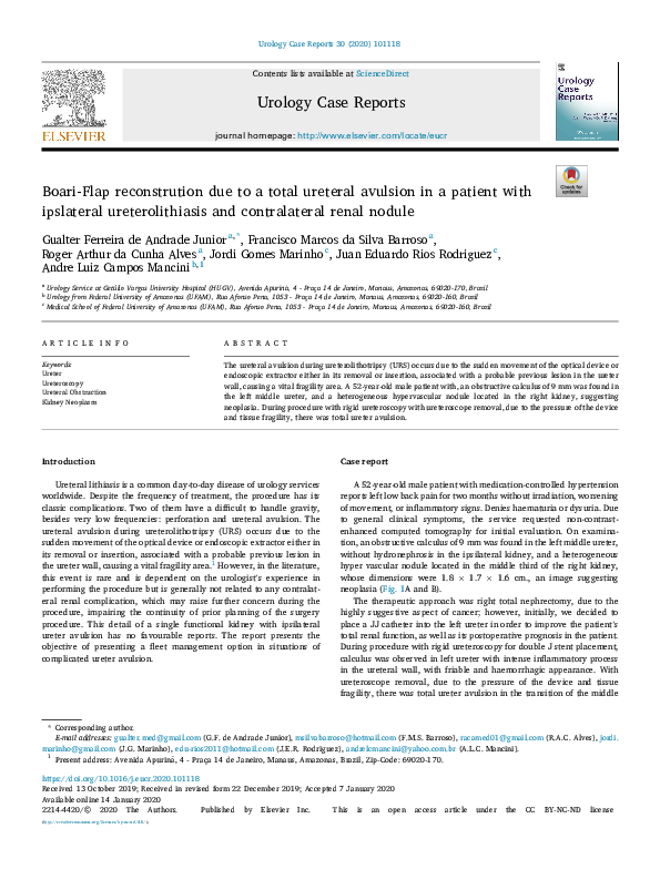 (PDF) Boari-Flap total ureteral avulsion reconstruction in a patient ...