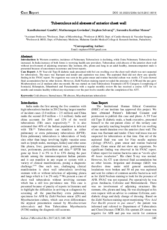(PDF) Tuberculous cold abscess of anterior chest wall