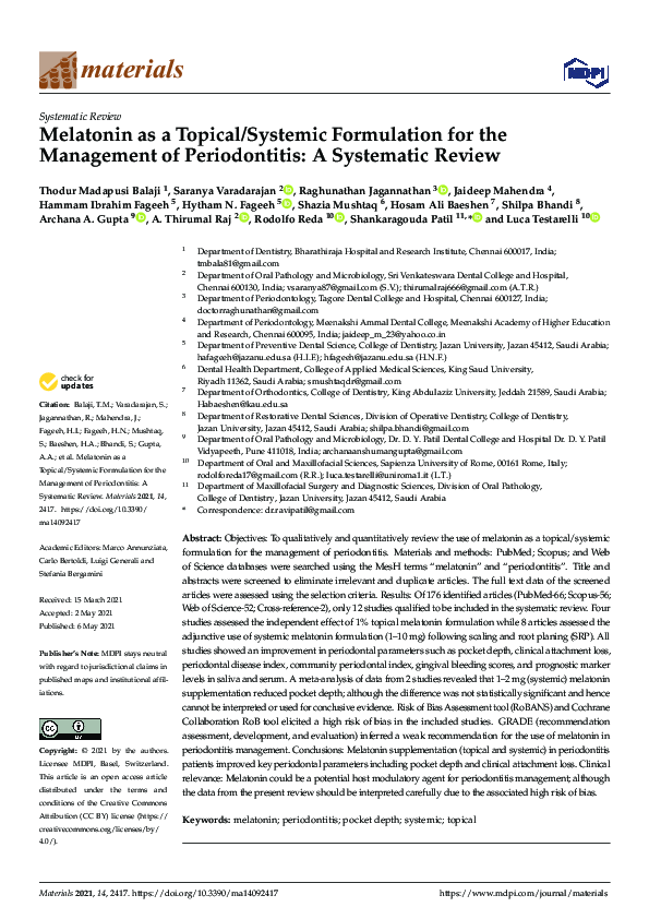 (PDF) Melatonin as a Topical/Systemic Formulation for the Management of ...