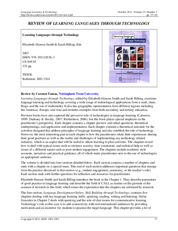 (PDF) Review of Learning Languages Through Technology