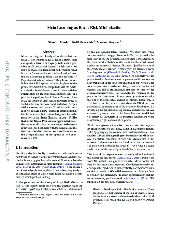 (PDF) Meta Learning as Bayes Risk Minimization