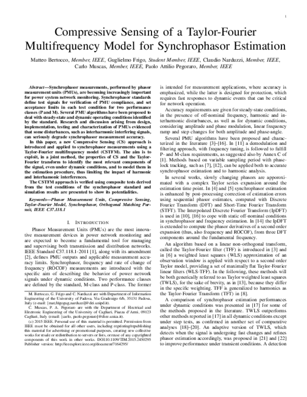 (PDF) Compressive Sensing of a Taylor-Fourier Multifrequency Model for ...
