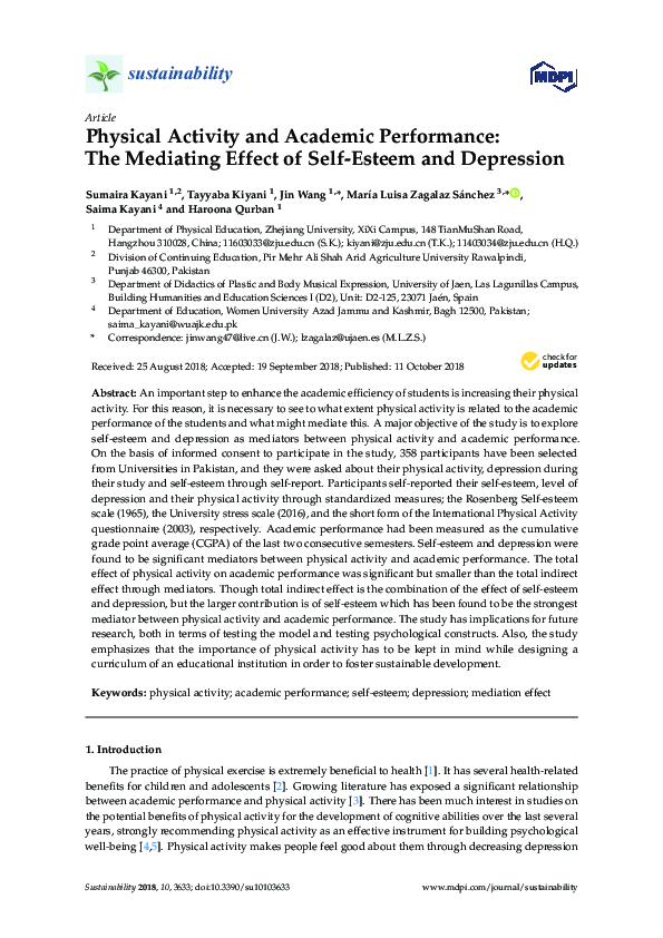 (PDF) Physical Activity and Academic Performance: The Mediating Effect ...
