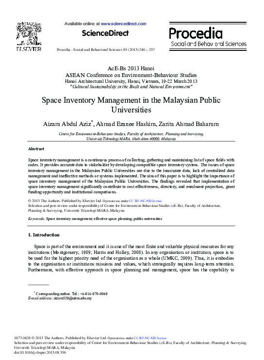 (PDF) Space Inventory Management in the Malaysian Public Universities