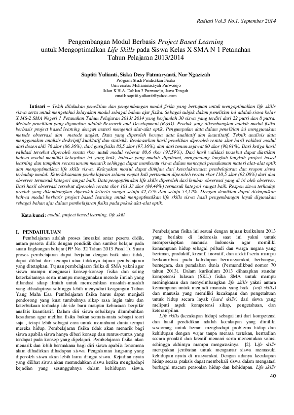 (PDF) Pengembangan Modul Berbasis Project Based Learning untuk ...