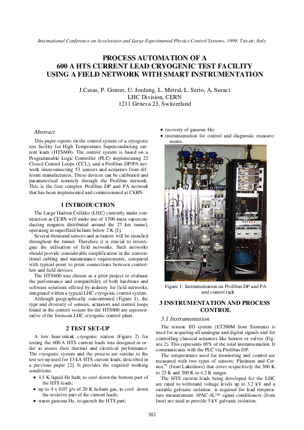 (PDF) Automating a 600 A HTS Cryogenic Test Facility with Smart Tech