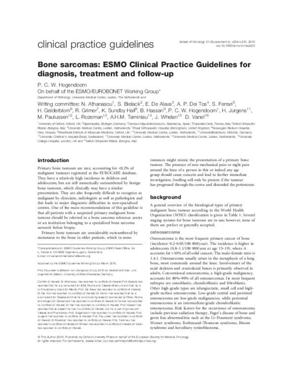 (PDF) Bone sarcomas: ESMO Clinical Practice Guidelines for diagnosis ...