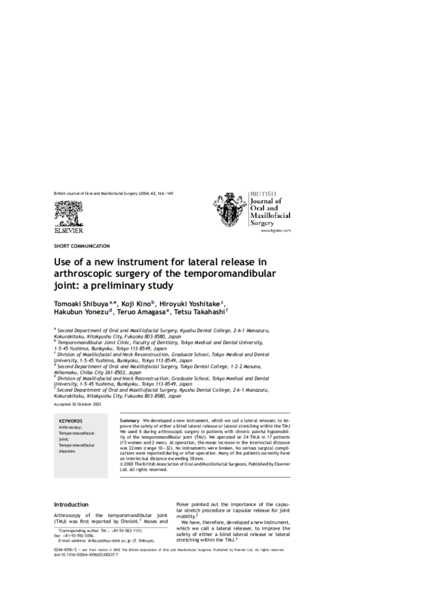 (PDF) Use of a new instrument for lateral release in arthroscopic ...