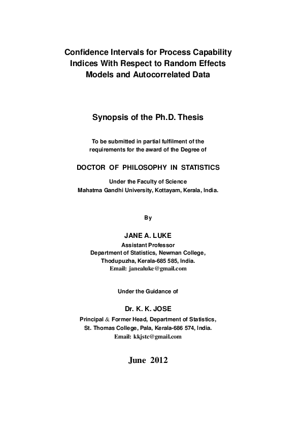 (PDF) Confidence Intervals for Process Capability Indices for Autocorrelated Data | Jane Luke ...
