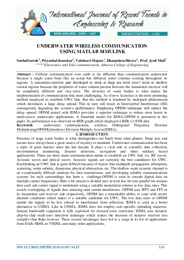 (PDF) Underwater Wireless Communication Using Matlab Simulink (PDF) Underwater Wireless Communication Using Matlab Simulink