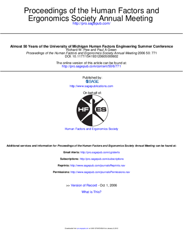 (PDF) Almost 50 years of the university of Michigan human factors ...