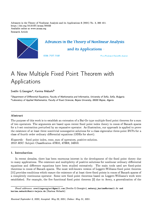 Pdf A New Multiple Fixed Point Theorem With Applications