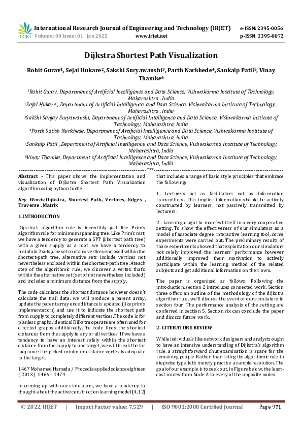 (PDF) Dijkstra Shortest Path Visualization