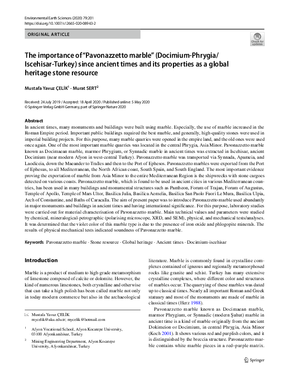 (PDF) The importance of “Pavonazzetto marble” (Docimium-Phrygia ...