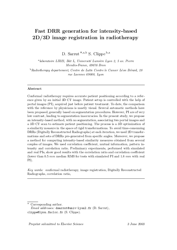 (PDF) Fast DRR generation for intensity-based 2D/3D image registration ...