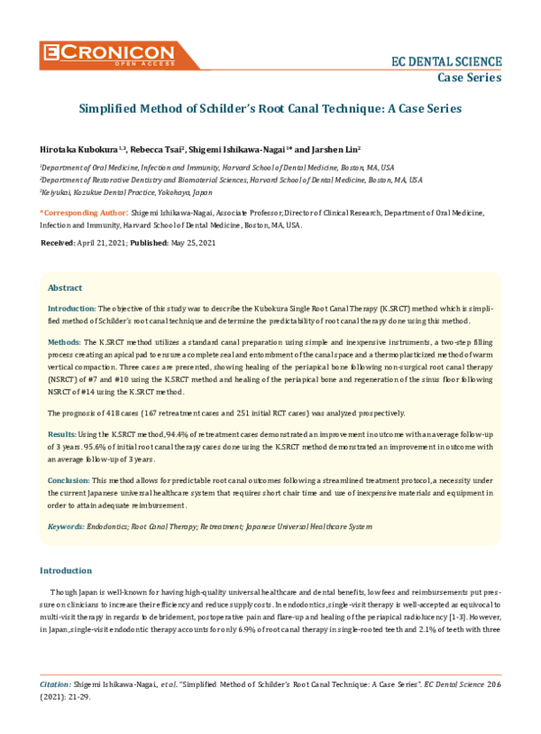 (PDF) Simplified Method of Schilder’s Root Canal Technique: A Case Series