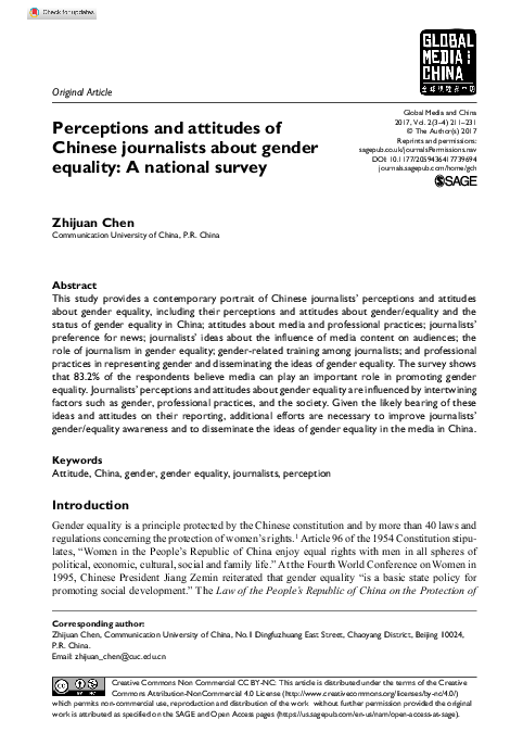 (PDF) Perceptions and attitudes of Chinese journalists about gender ...