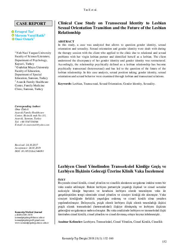 (PDF) Clinical Case Study on Transsexual Identity to Lesbian Sexual ...