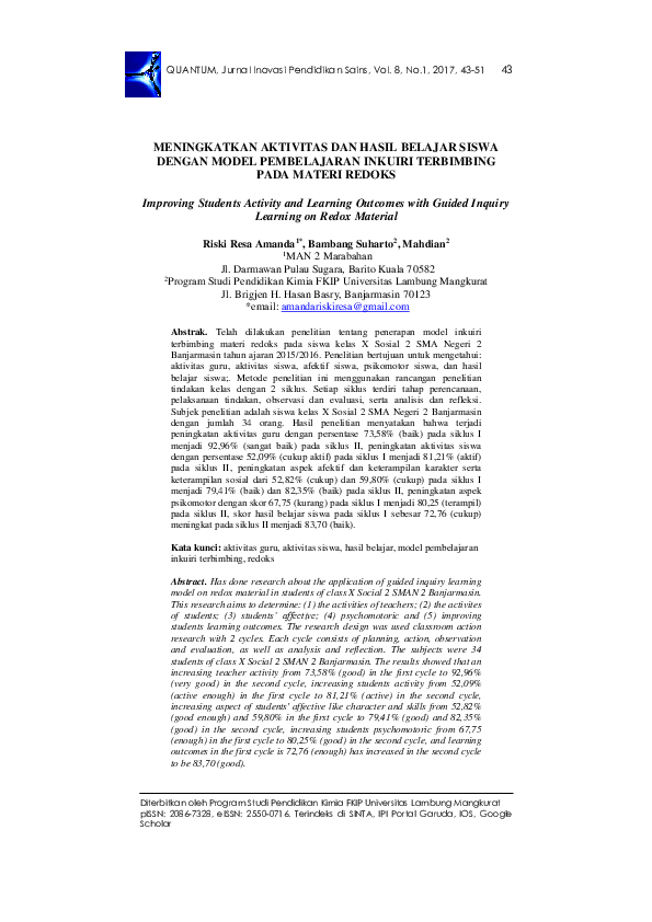 (PDF) MENINGKATKAN AKTIVITAS DAN HASIL BELAJAR SISWA DENGAN MODEL PEMBELAJARAN INKUIRI ...