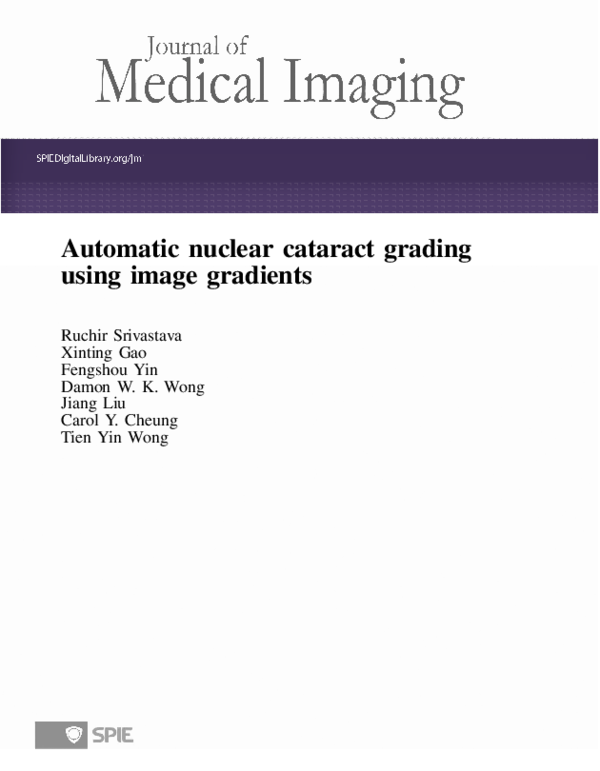 (PDF) Automatic nuclear cataract grading using image gradients