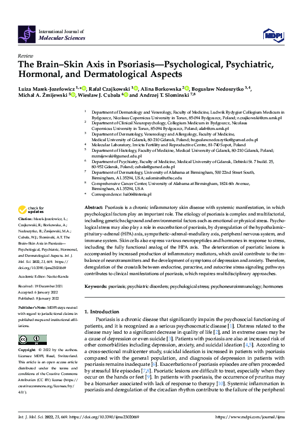 (PDF) The Brain–Skin Axis in Psoriasis—Psychological, Psychiatric ...