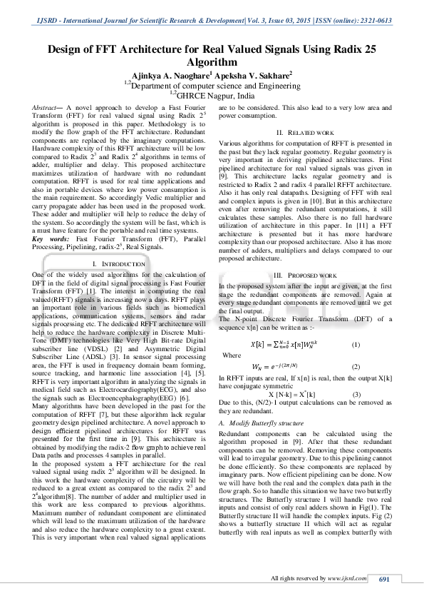 Pdf Design Of Fft Architecture For Real Valued Signals Using Radix 25 Algorithm
