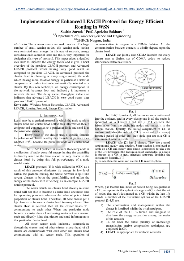 (PDF) Implementation of Enhanced LEACH Protocol for Energy Efficient ...