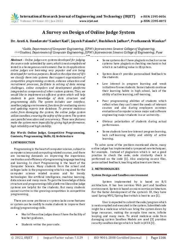 (PDF) A Survey on Design of Online Judge System