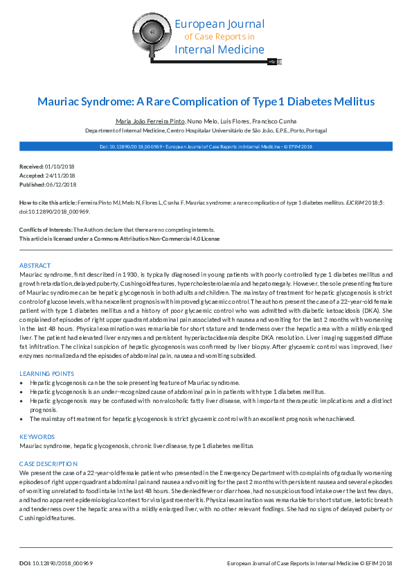 (PDF) Mauriac syndrome: A rare complication of type 1 diabetes mellitus ...