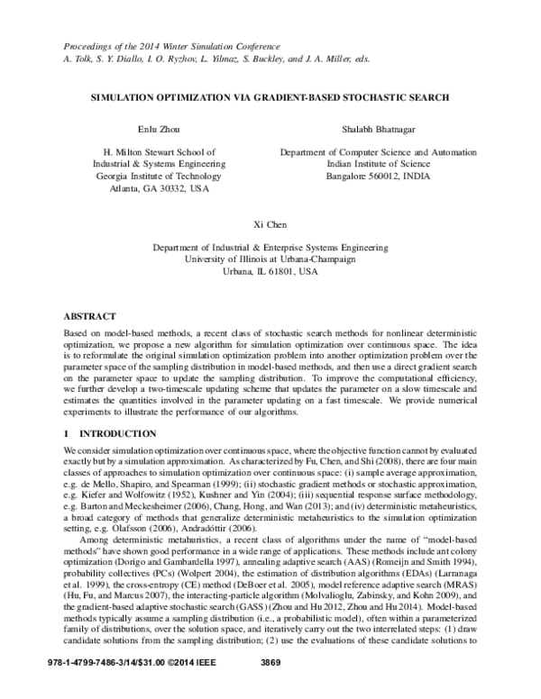 Pdf Simulation Optimization Via Gradient Based Stochastic Search