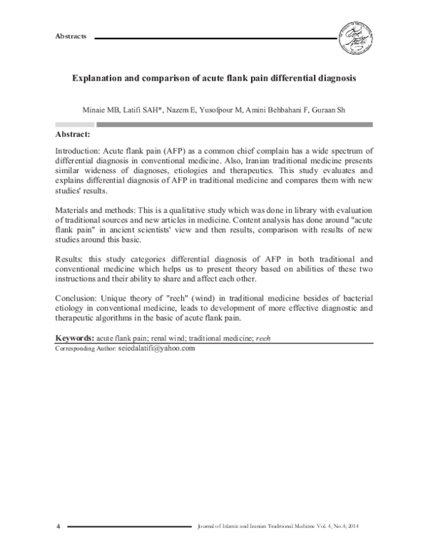 (PDF) Explanation and comparison of acute flank pain differential diagnosis