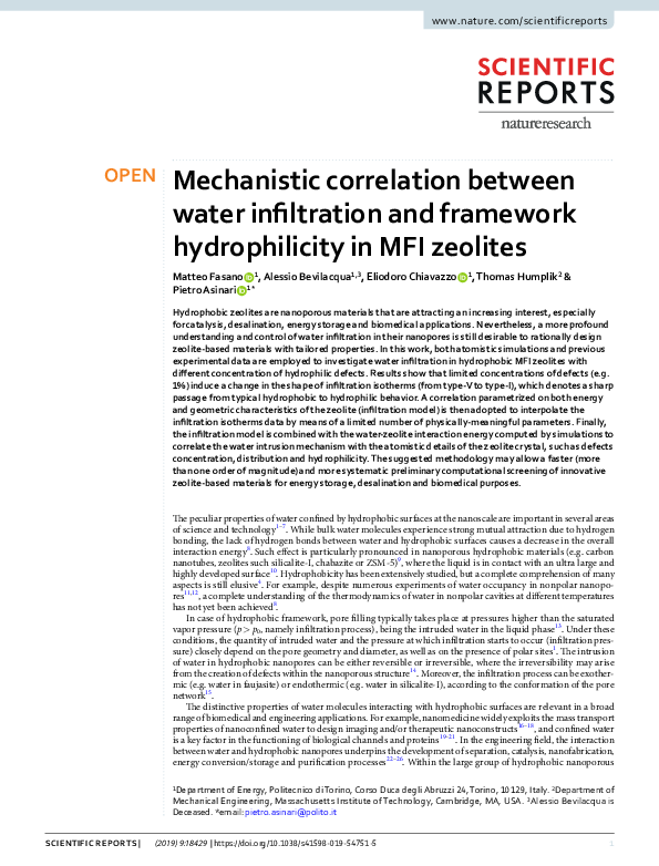 (PDF) Mechanistic correlation between water infiltration and framework ...