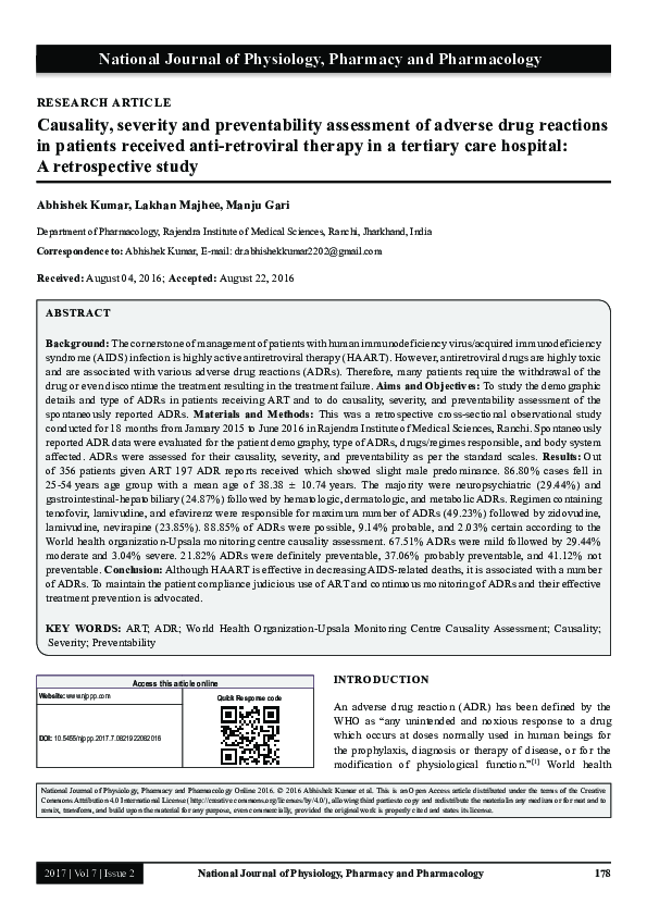 (PDF) Causality, severity and preventability assessment of adverse drug ...