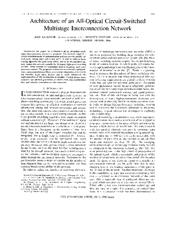 (PDF) Architecture of an all-optical circuit-switched multistage interconnection network