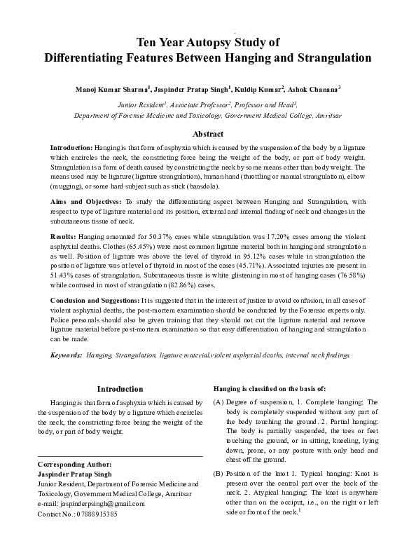 (PDF) Ten Year Autopsy Study of Differentiating Features Between ...