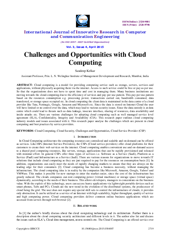 (PDF) Cloud Computing: Opportunities and Challenges