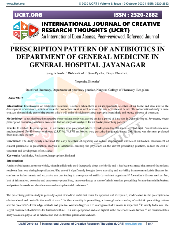 (PDF) Prescription Pattern of Antibiotics in General Medicine ...