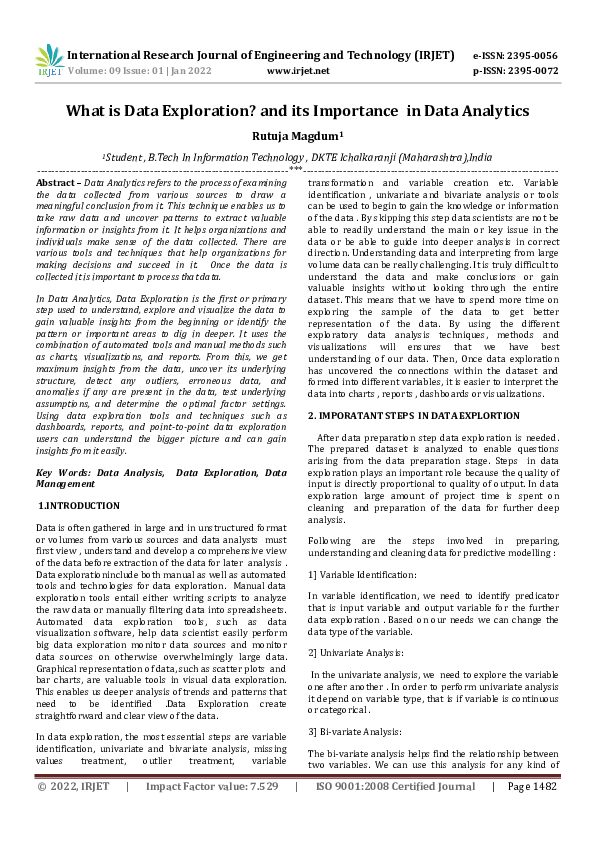 (PDF) What is Data Exploration? and its Importance in Data Analytics