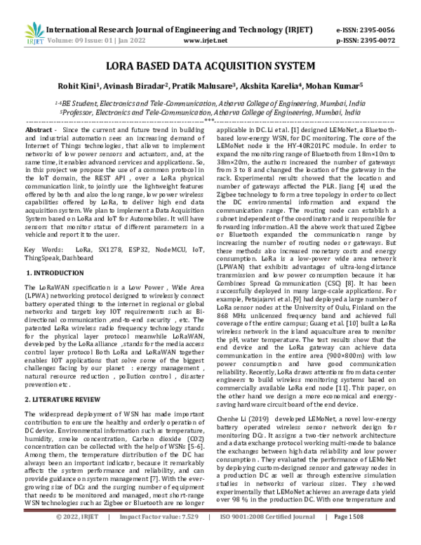 (PDF) LORA BASED DATA ACQUISITION SYSTEM