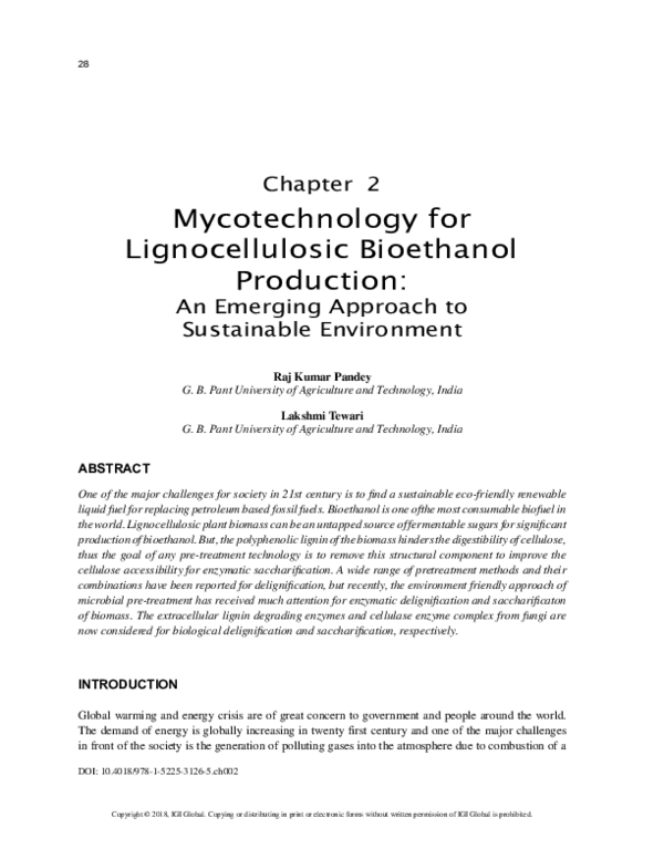 (PDF) Mycotechnology for Lignocellulosic Bioethanol Production