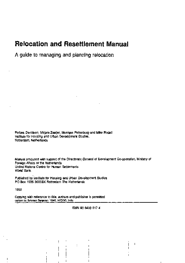 (PDF) Relocation and Resettlement Manual, a guide to managing and ...
