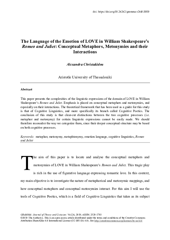 (PDF) The Language of the Emotion of LOVE in William Shakespeare's ...